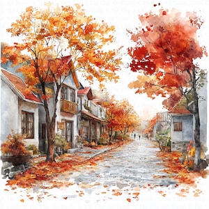 Autumn Street Clipart | 10 High Quality Jpgs | Digital Download | Paper ...