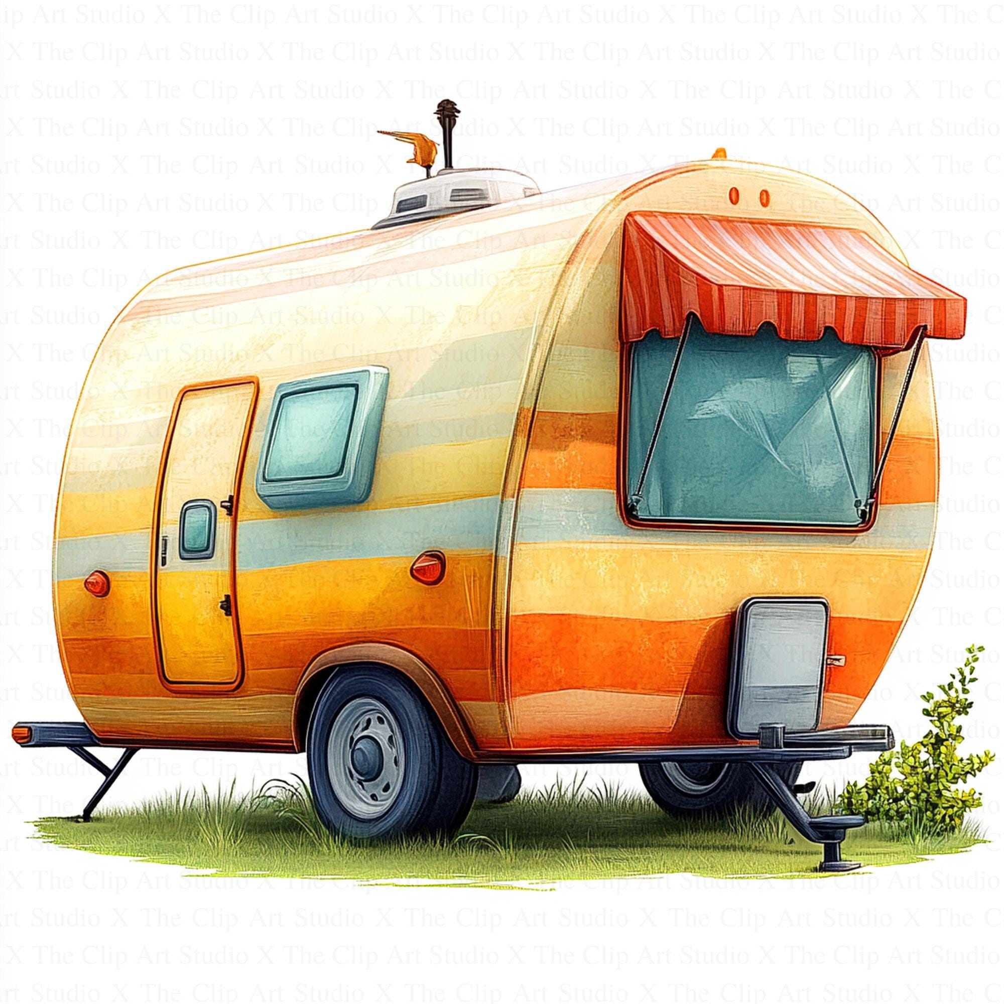 Cartoon Trailer Clipart | 10 High Quality Jpgs | Digital Download ...