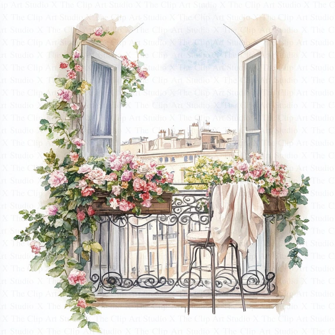 Floral Balcony Clipart | 10 High Quality JPG | Digital Download ...
