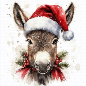 Donkey With Santa Hat Clipart | 10 High Quality Jpgs | Digital Download ...