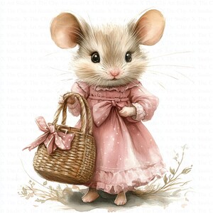 Cute Mouse in Pink Dress Clipart | 10 High Quality JPG | Digital ...