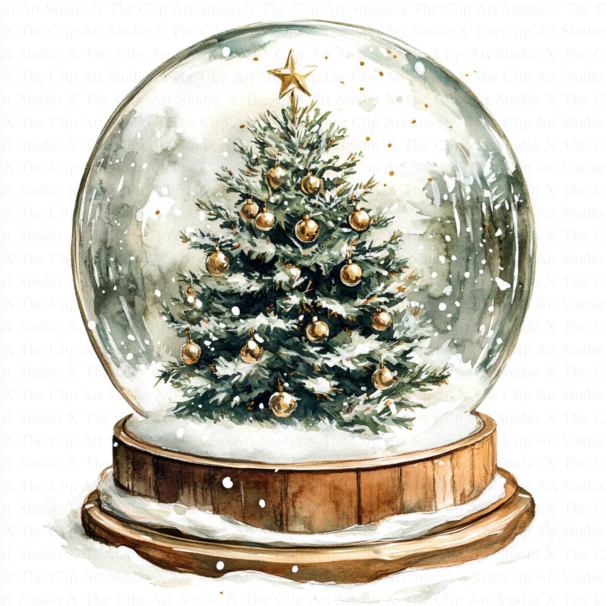 Christmas Tree Snow Globe Clipart | 10 High Quality JPG | Digital ...