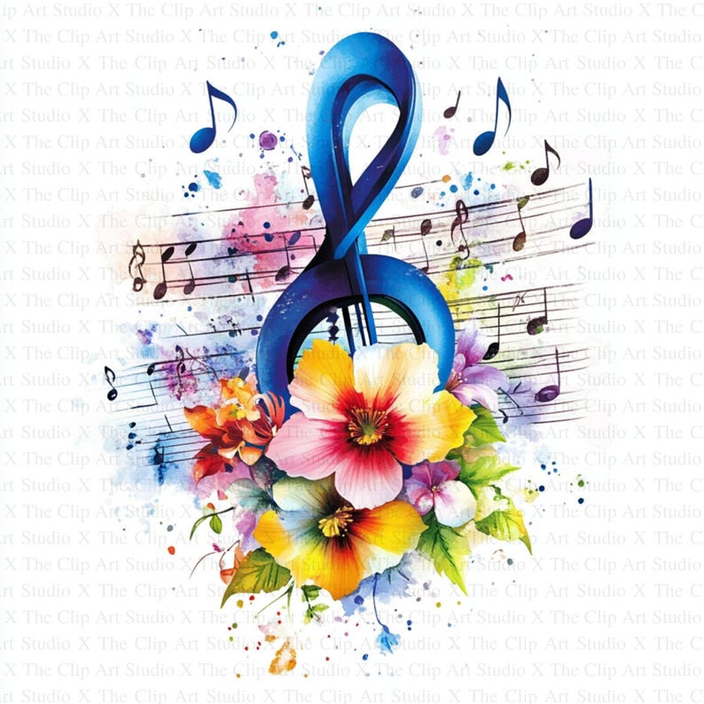 Watercolor Music Notes Clipart 10 High Quality Jpgs Digital Download ...