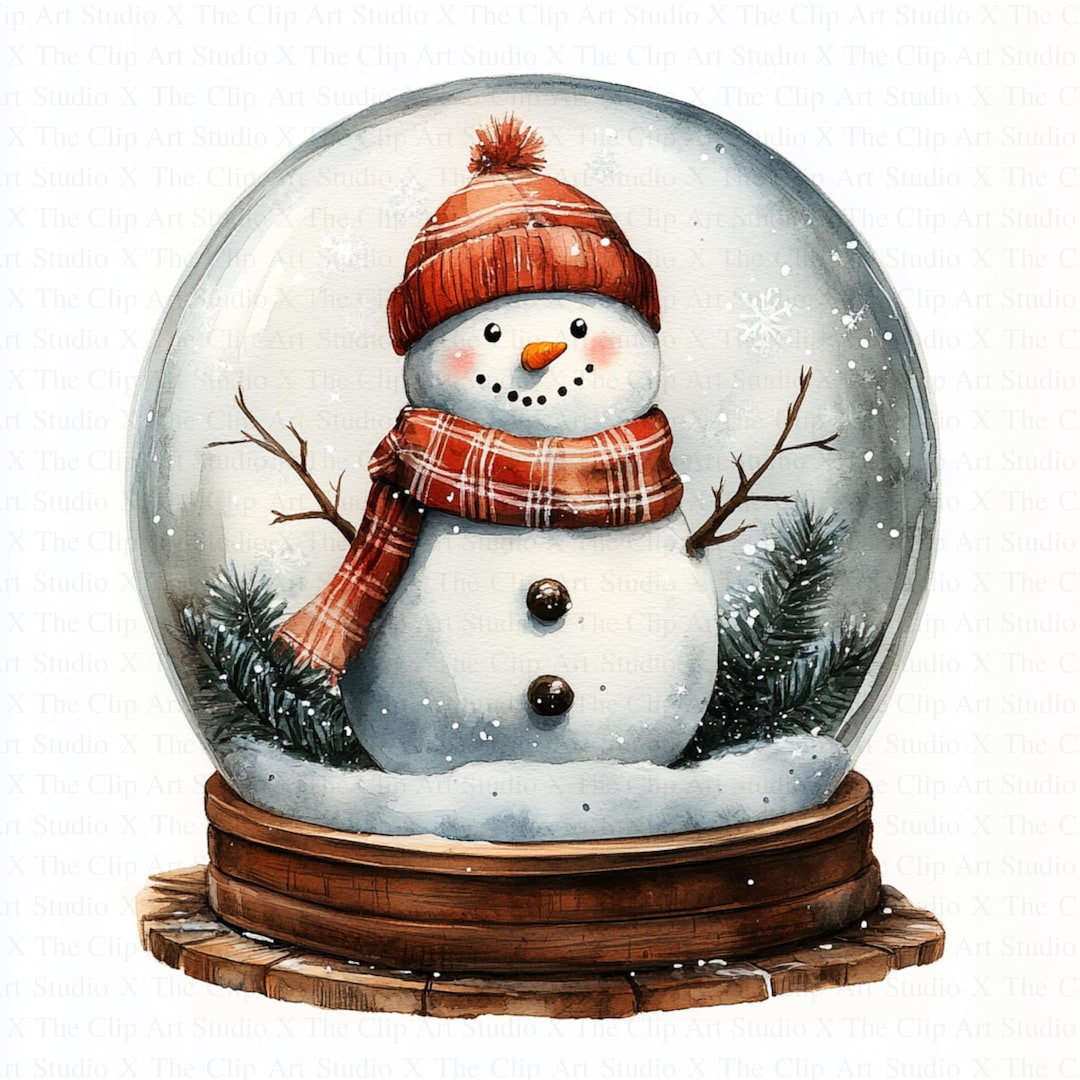Snowman Christmas Snow Globe Clipart | 10 High Quality Jpgs | Digital ...