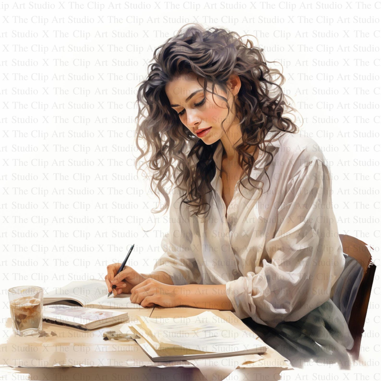 Woman Writing Clipart 10 High Quality Jpgs Digital Download Paper Craft ...