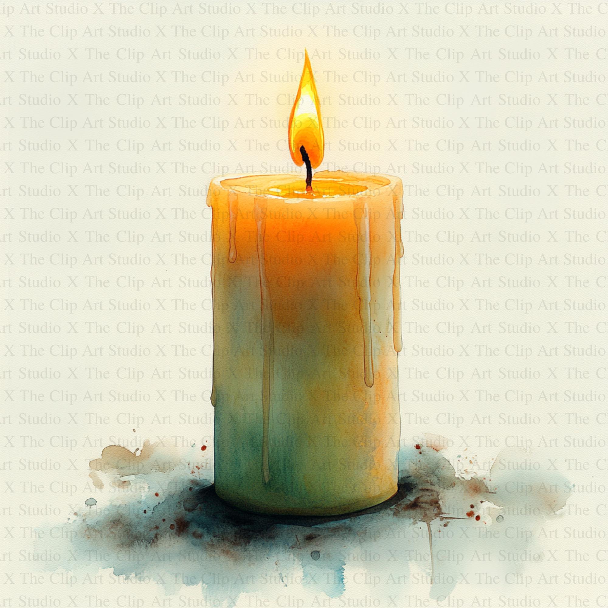 Watercolor Candles Clipart | 10 High Quality Jpgs | Instant Digital ...