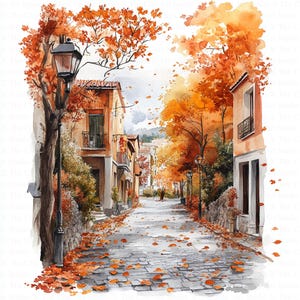 Autumn Street Clipart | 10 High Quality Jpgs | Digital Download | Paper ...