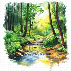 Forest Creek Clipart 10 High Quality Jpgs Digital Download Card Making ...