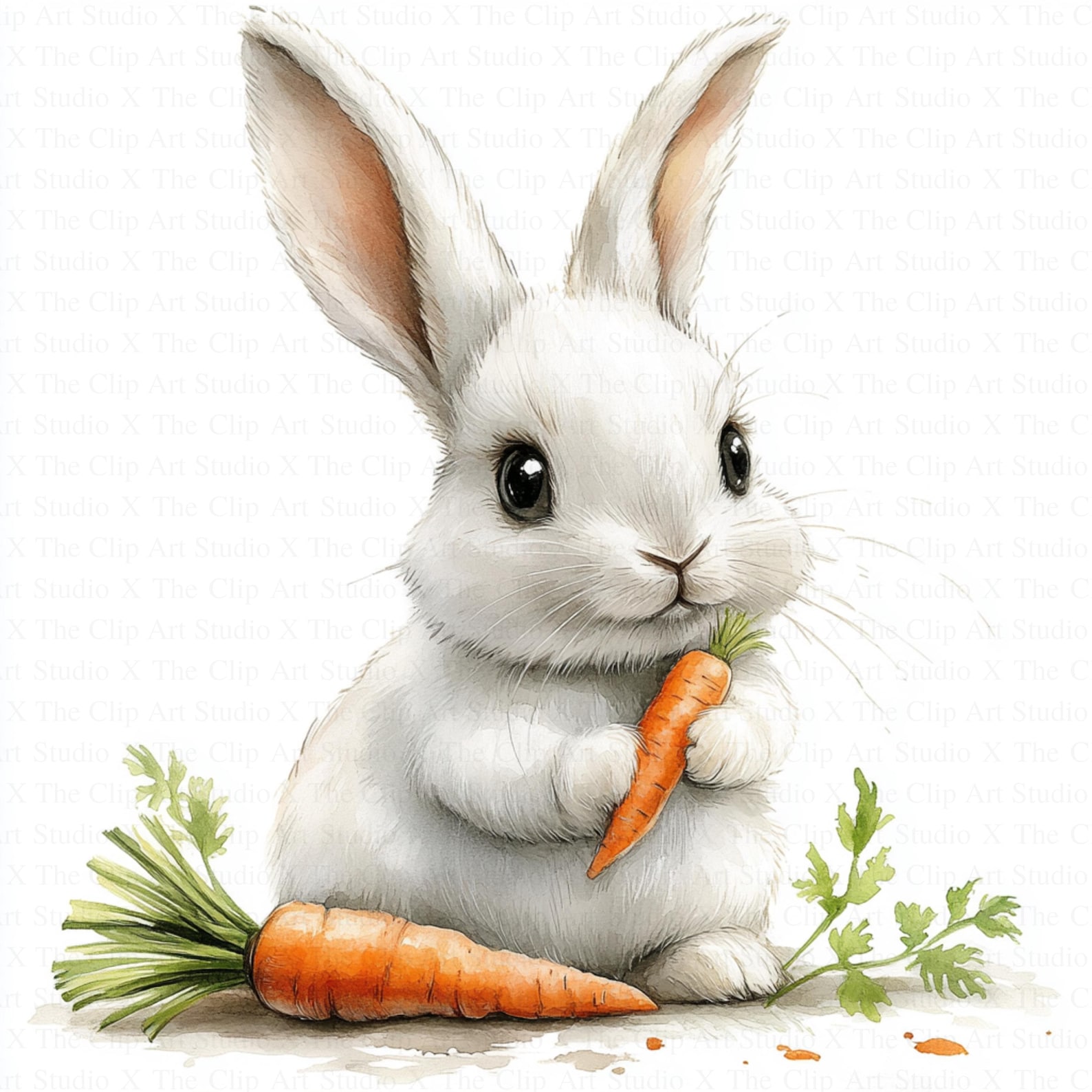 Bunny With Carrot Clipart 10 High Quality Jpgs Digital Download Digital ...