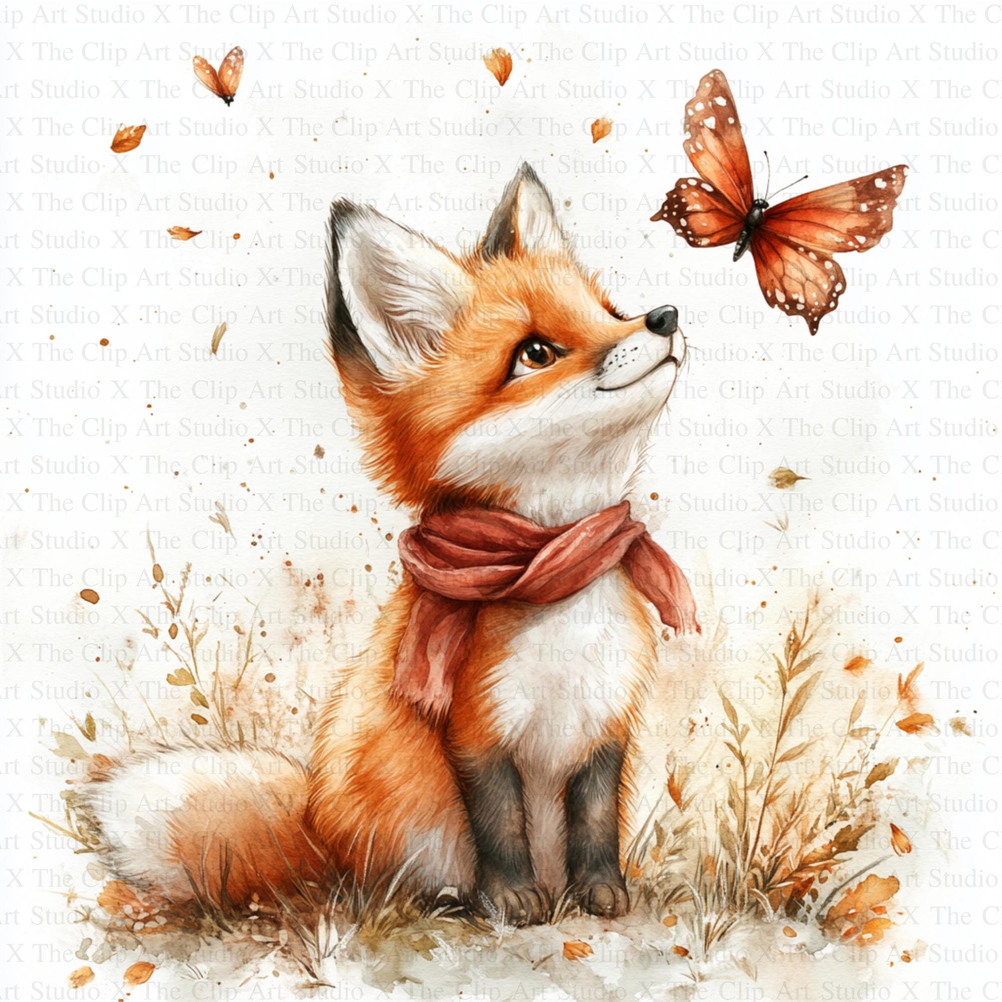 Fox and Butterfly Clipart | 10 High Quality Jpgs | Digital Download ...