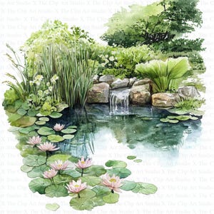 Watercolor Pond Clipart | 10 High Quality Jpgs | Digital Download ...