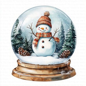 Snowman Christmas Snow Globe Clipart | 10 High Quality Jpgs | Digital ...