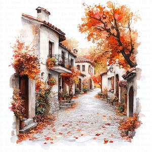 Autumn Street Clipart | 10 High Quality Jpgs | Digital Download | Paper ...