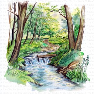 Forest Creek Clipart | 10 High Quality Jpgs | Digital Download | Card ...