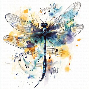 Dragonfly Music Notes Clipart | 10 High Quality JPG | Digital Download ...