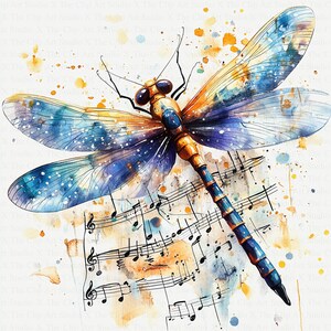 Dragonfly Music Notes Clipart | 10 High Quality JPG | Digital Download ...