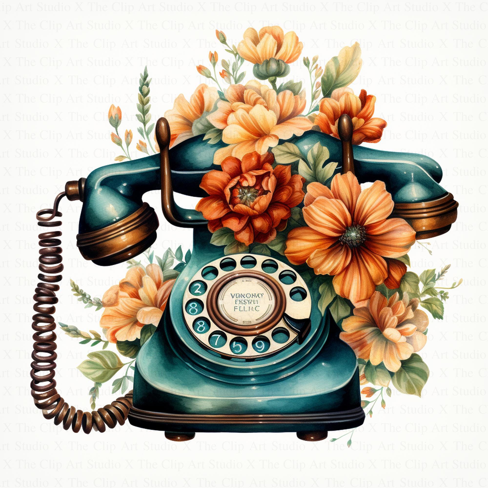 Vintage Floral Phone Clipart 10 High Quality Jpgs Digital Download ...
