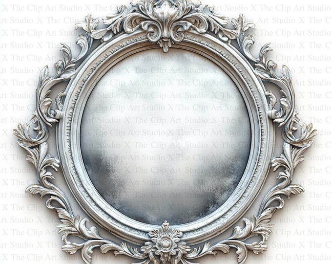 10 Watercolor Antique Mirrors Clipart, 10 High Quality Jpgs, Digital ...