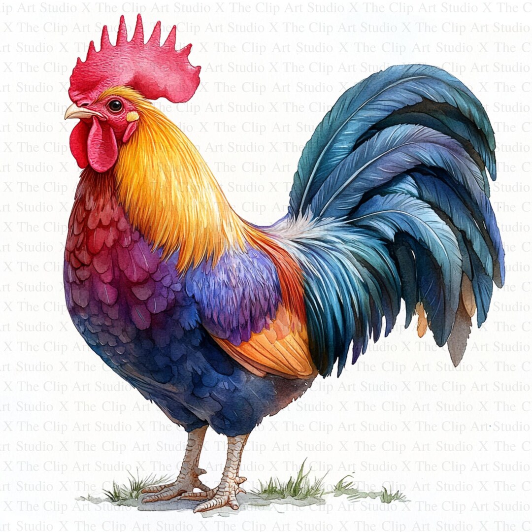 Colored Rooster Clipart | 10 High Quality Jpgs | Digital Download ...