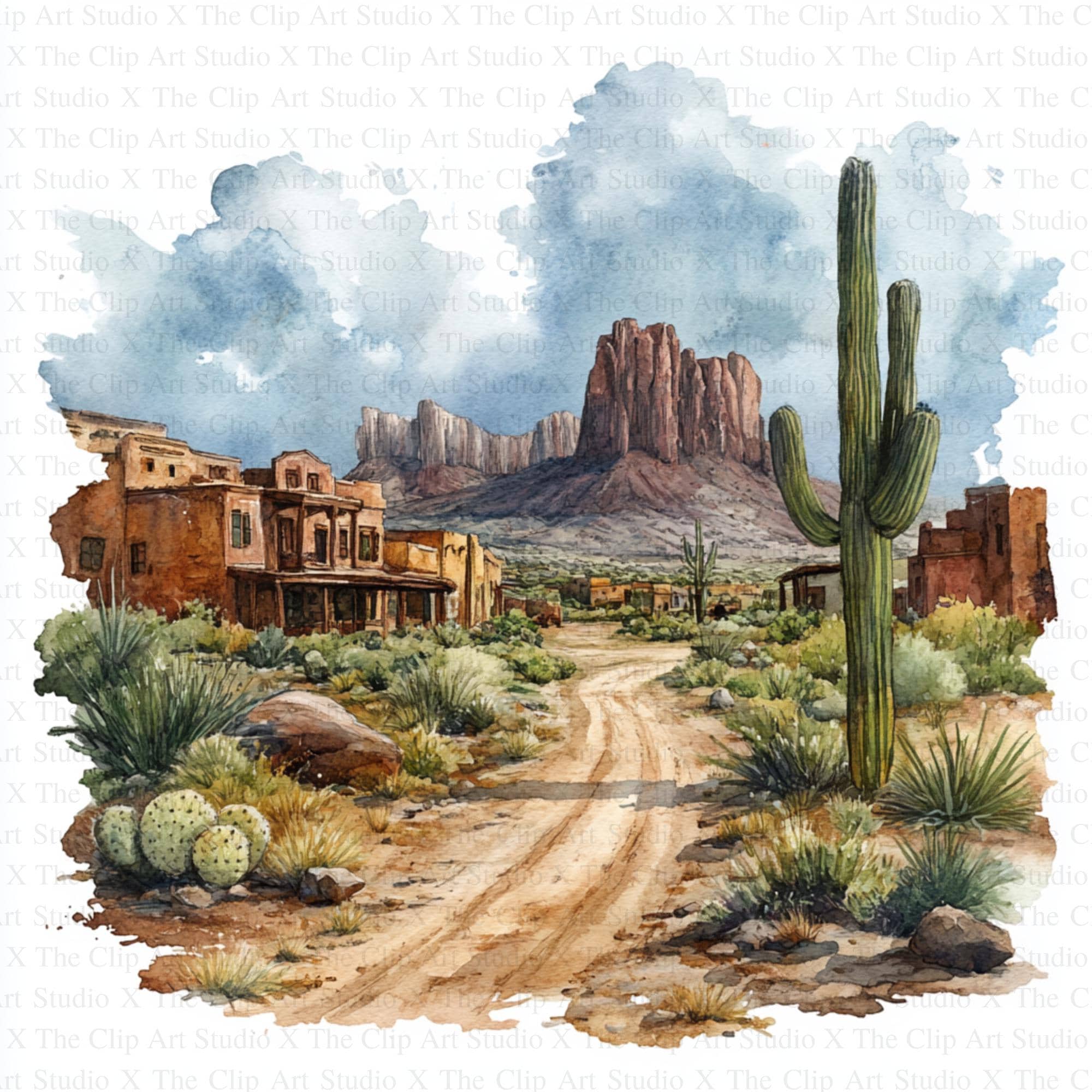 Old West Landscape Clipart 10 High Quality Jpgs Digital Download ...