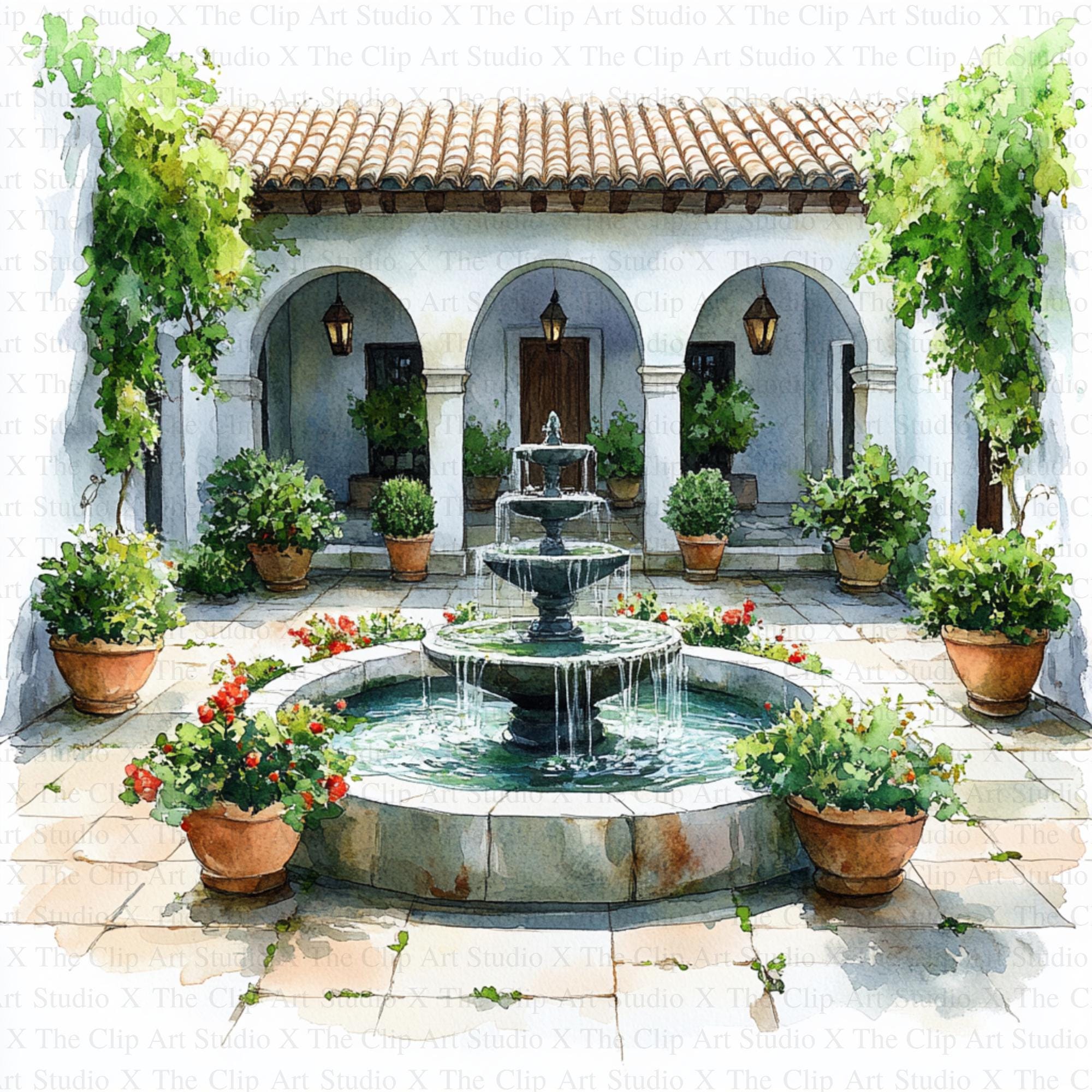 Cloister Fountains Clipart | 10 High Quality Jpgs | Digital Download ...