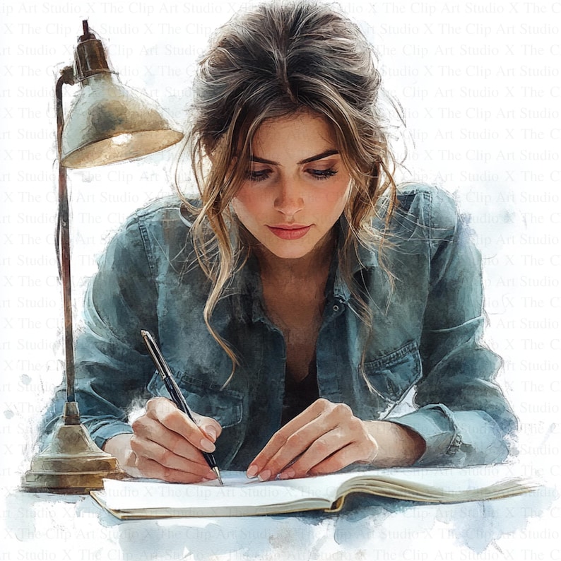 Woman Writing Clipart | 10 High Quality Jpgs | Digital Download | Paper ...