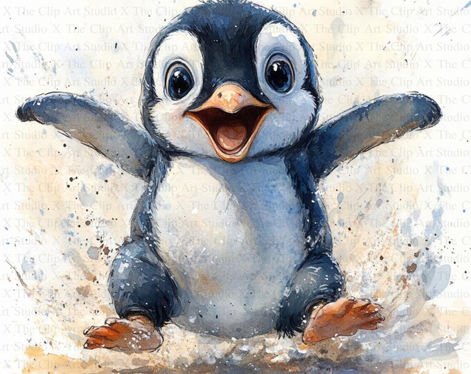Baby Penguin Clipart, PNG Instant Download File, Digital Paper Craft ...