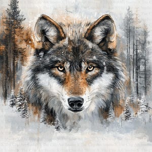 Wolf in Winter Clipart 10 High Quality Jpgs Digital Download Paper ...