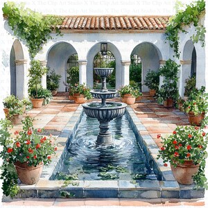 Cloister Fountains Clipart | 10 High Quality Jpgs | Digital Download ...