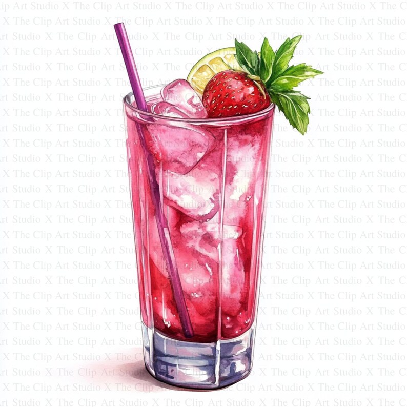 Pink Cocktails Clipart 10 High Quality Jpgs Digital Download Junk ...