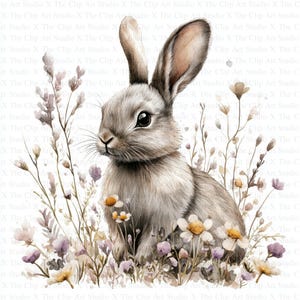 Bunny Black Ink Clipart | 10 High Quality Jpgs | Instant Digital ...
