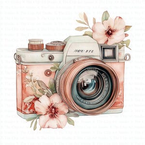 Vintage Floral Camera Clipart | 10 High Quality Jpgs | Digital Download ...
