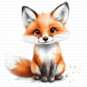 Watercolor Cute Foxes Clipart | 10 High Quality Jpgs | Digital Download ...