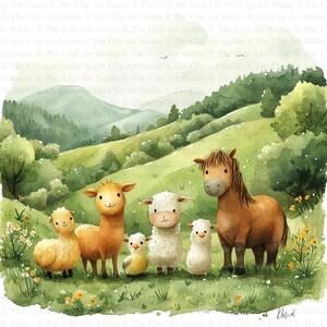 Watercolor Countryside Animals Clipart | 10 High Quality Jpgs | Instant ...