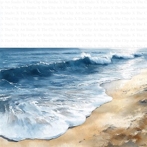 Watercolor Coastal Beach Ocean Clipart | 10 High Quality Jpgs | Digital ...