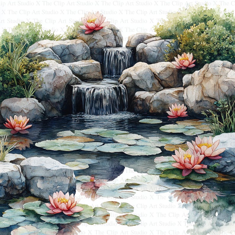 Watercolor Pond Clipart | 10 High Quality Jpgs | Digital Download ...