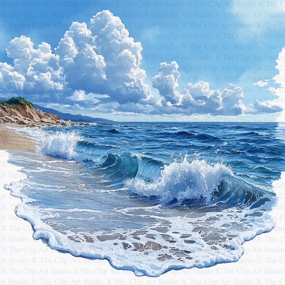 Ocean Waves Clipart | 10 High Quality Jpgs | Digital Download | Card ...