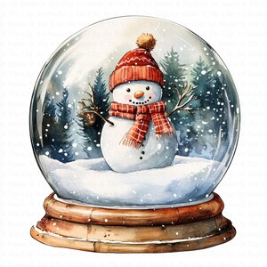 Snowman Christmas Snow Globe Clipart | 10 High Quality Jpgs | Digital ...