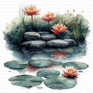 Watercolor Pond Clipart | 10 High Quality Jpgs | Digital Download ...