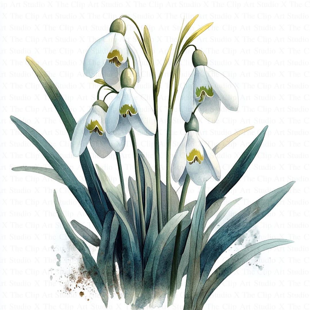 Artistic Snowdrops Clipart | 10 High Quality Jpgs | Digital Download ...