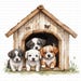 Puppies in Dog House Clipart | 10 High Quality Jpgs | Instant Digital ...