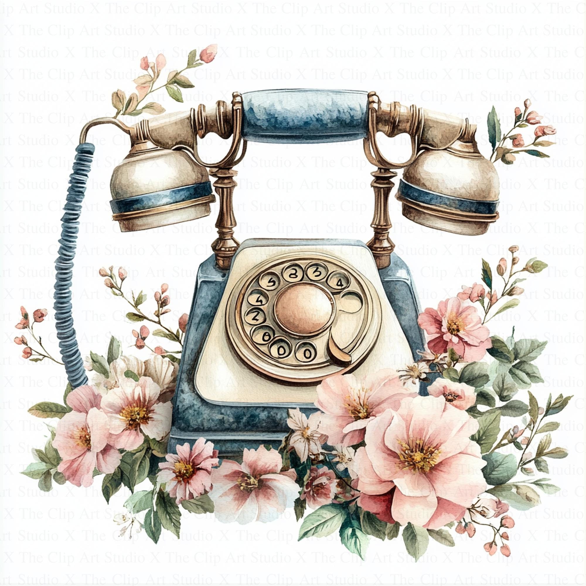 Vintage Floral Phone Clipart 10 High Quality Jpgs Digital Download ...