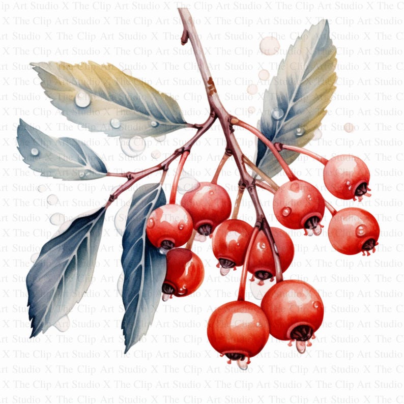 Winter Berries Clipart | 10 High Quality Jpgs | Digital Download | Card ...