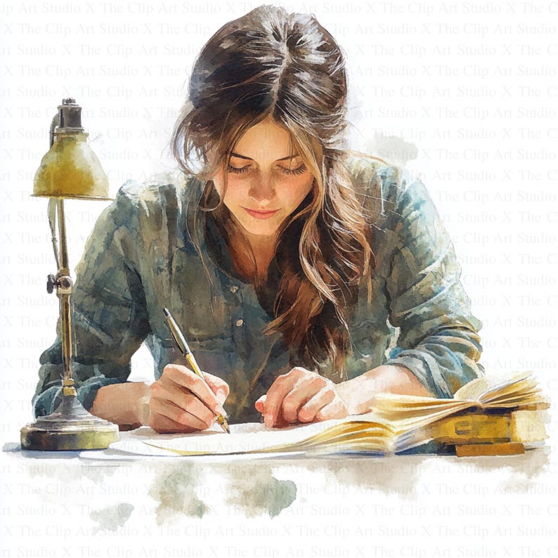 Woman Writing Clipart | 10 High Quality Jpgs | Digital Download | Paper ...