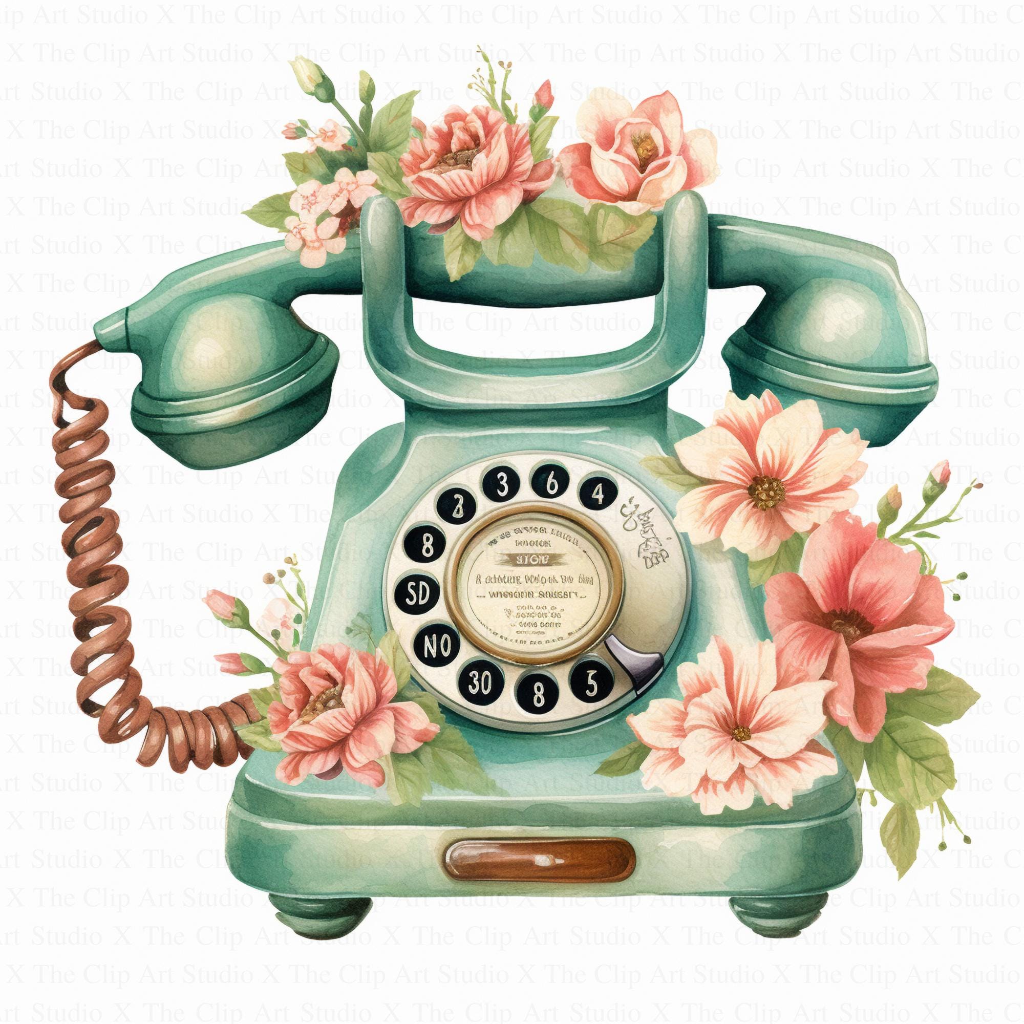 Vintage Floral Phone Clipart 10 High Quality Jpgs Digital Download ...