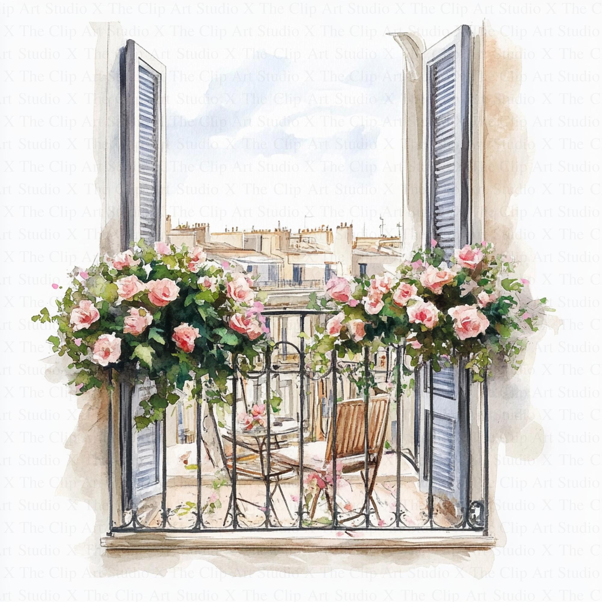 Floral Balcony Clipart | 10 High Quality JPG | Digital Download ...