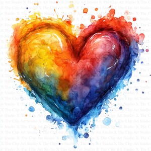 Rainbow Heart Clipart | 10 High Quality Jpgs | Digital Download ...