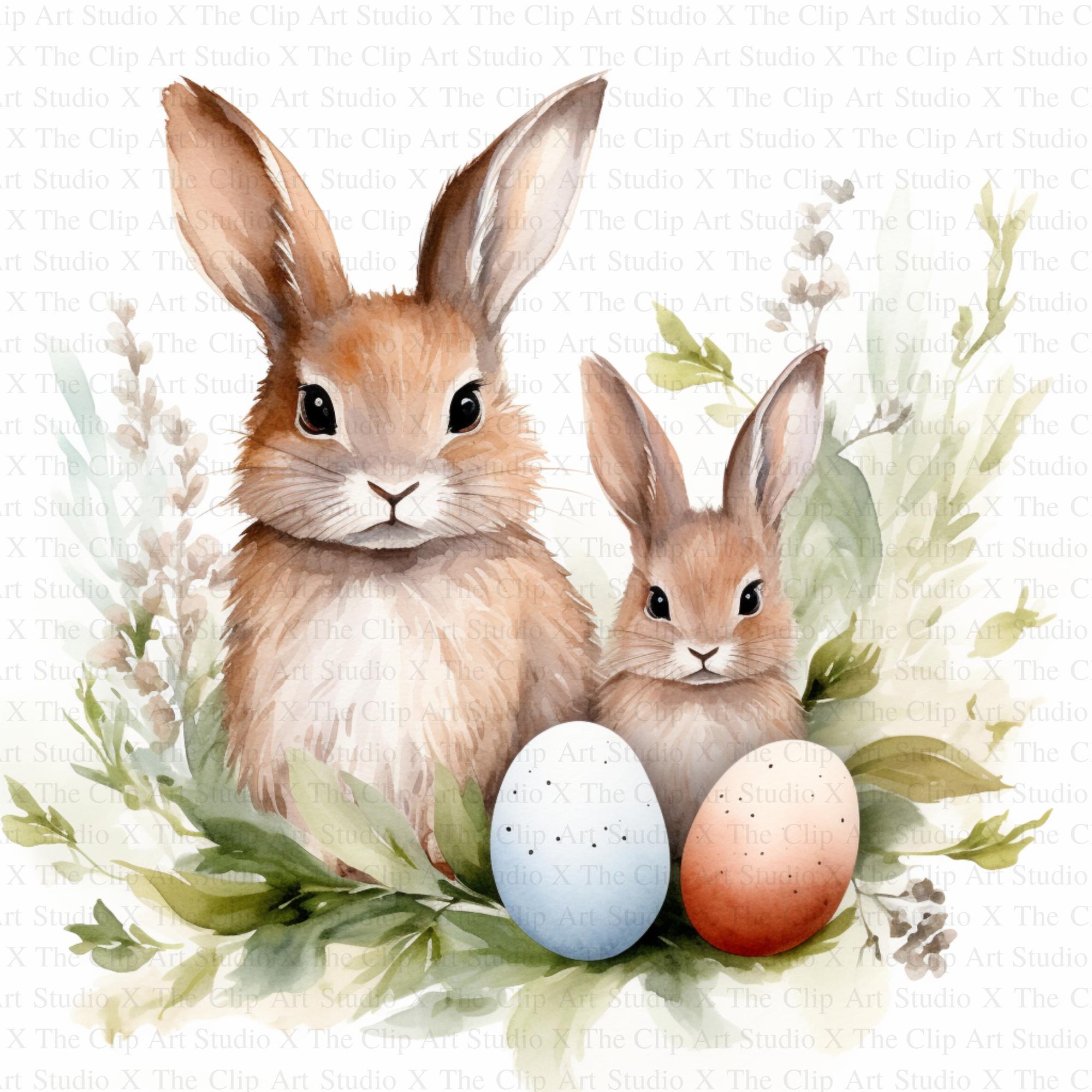 Easter Bunny and Egg Clipart | 10 High Quality Jpgs | Digital Download ...