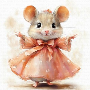 Cute Mouse in Pink Dress Clipart | 10 High Quality JPG | Digital ...