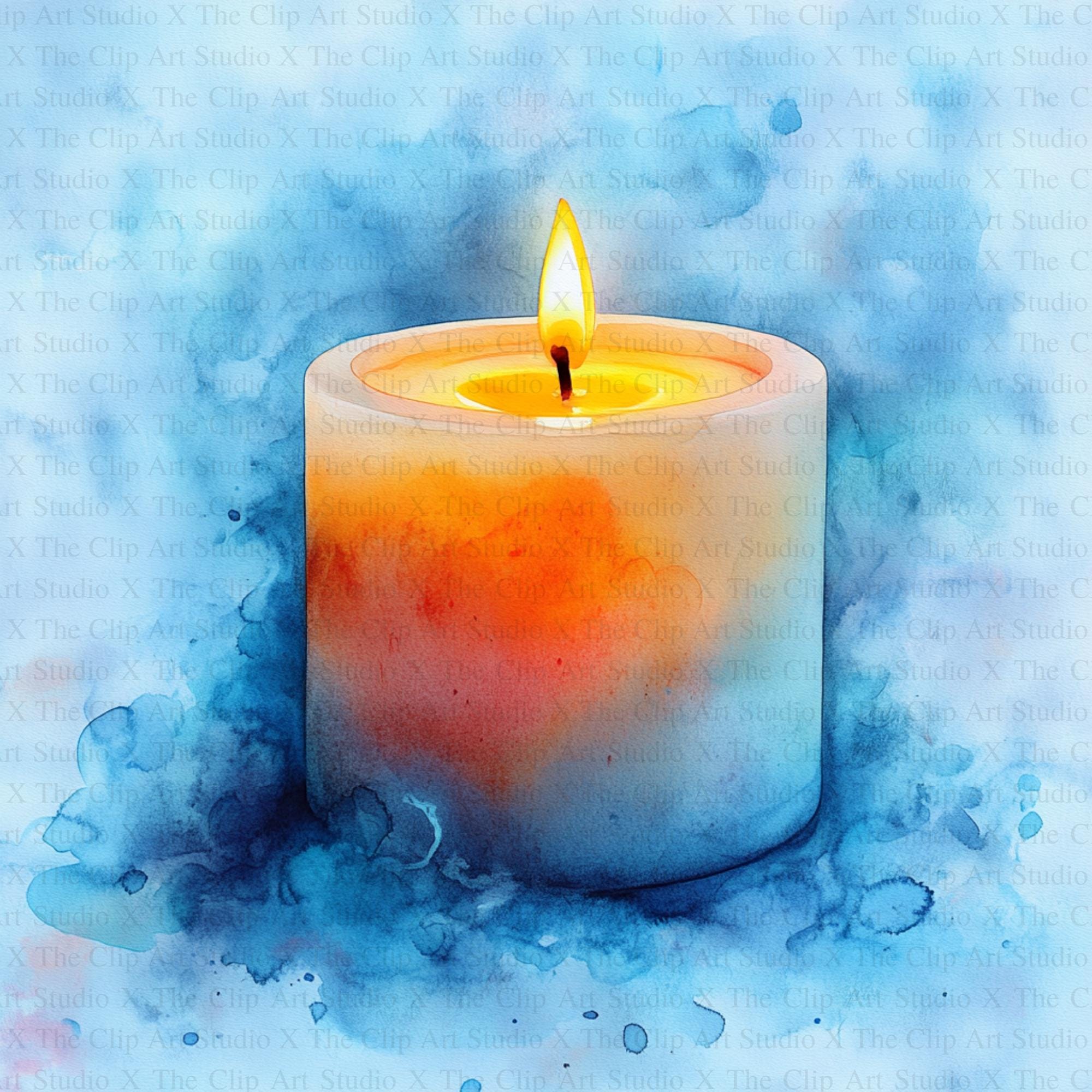 Watercolor Candles Clipart | 10 High Quality Jpgs | Instant Digital ...